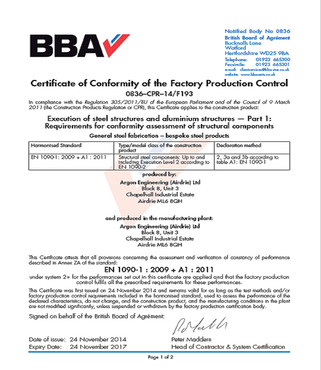 Accreditation - Argon Engineering